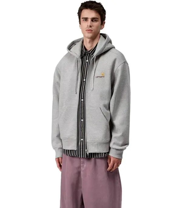 Carhartt Work In Progress American Script Zip-up Hoodie - Grey