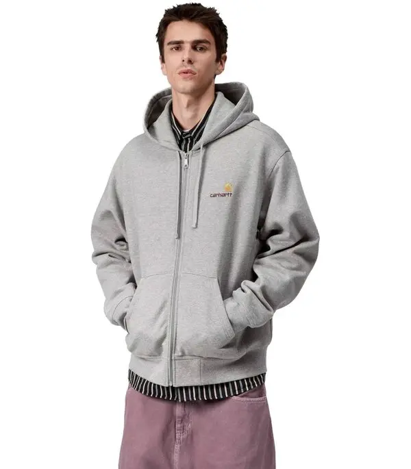 Carhartt Work In Progress American Script Zip-up Hoodie - Grey