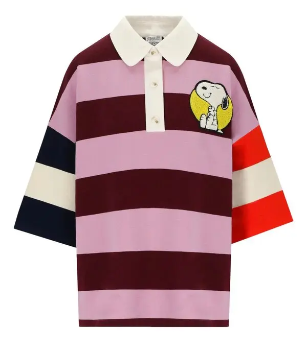 Essentiel Antwerp Striped Polo Shirt With Peanuts Applique