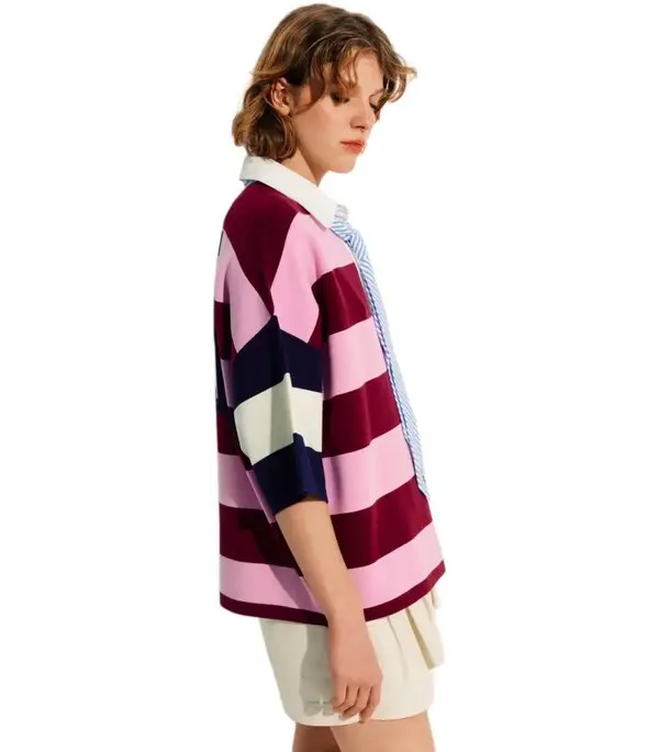 Essentiel Antwerp Striped Polo Shirt With Peanuts Applique