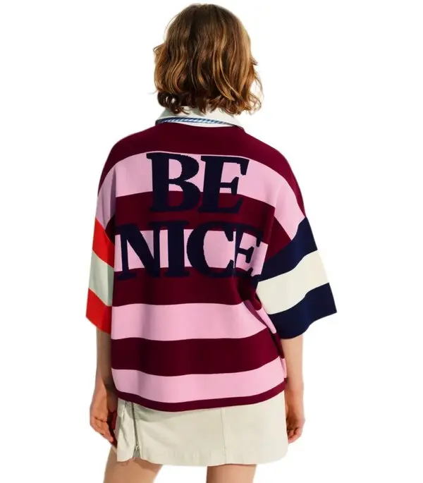 Essentiel Antwerp Striped Polo Shirt With Peanuts Applique