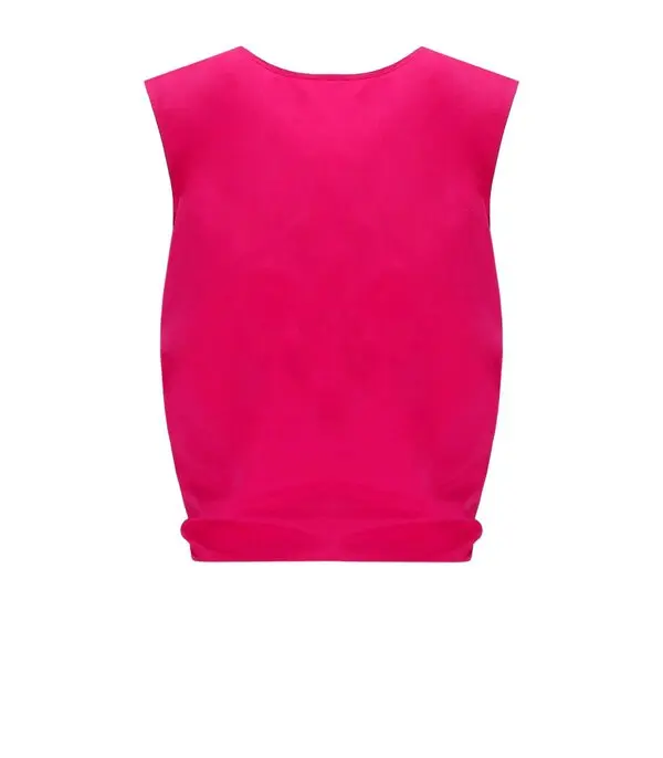 Essentiel Antwerp Cotton Sleeveless Top With Versatile Bow Closure - Fuchsia