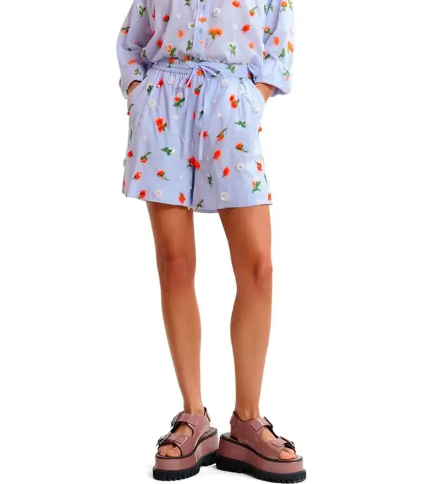 Essentiel Antwerp Jelena Embroidered Cotton Shorts