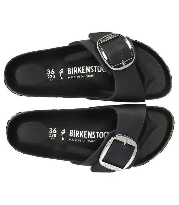 BIRKENSTOCK Madrid Big Buckle Slide Sandals - Black