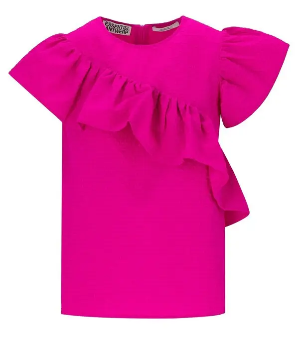Essentiel Antwerp Polyester Ruffle Top - Fuchsia