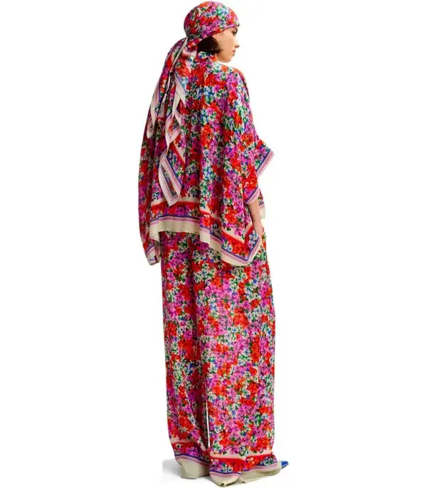 Essentiel Antwerp Joek Wide Leg Floral Silk Blend Trousers