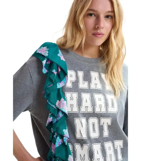 Essentiel Antwerp Jilly" Cotton T-shirt With Floral Ruffle Appliqu