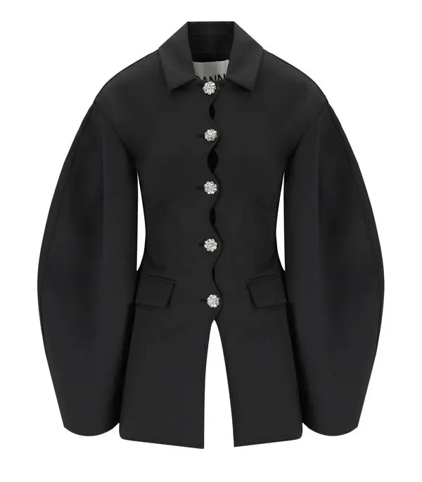 GANNI Single Breasted Scuba Blazer
