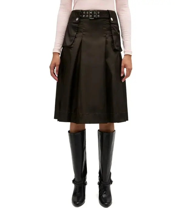 GANNI Pleated Midi Skirt