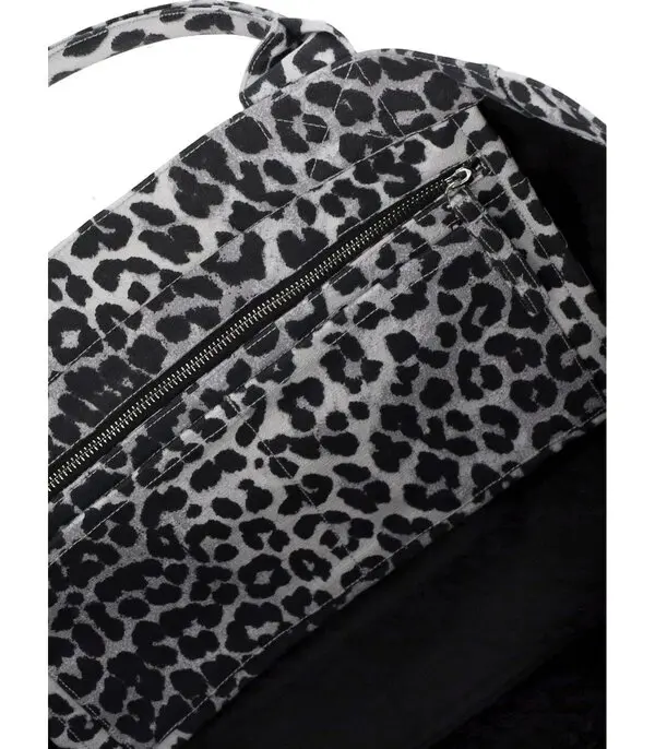 GANNI Leopard Print Cotton Shopping Bag - Silver
