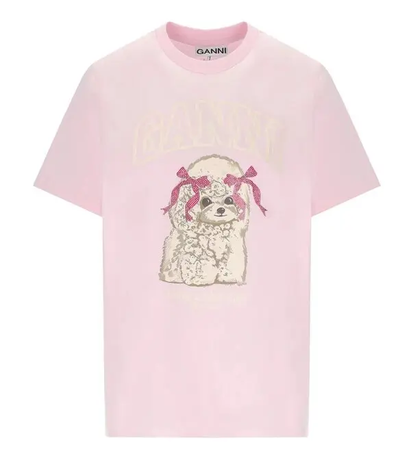 GANNI Organic Cotton Graphic T-shirt - Pink