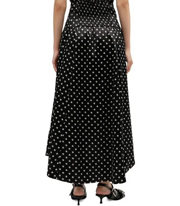 GANNI Polka Dot Print Recycled Polyester Midi Skirt