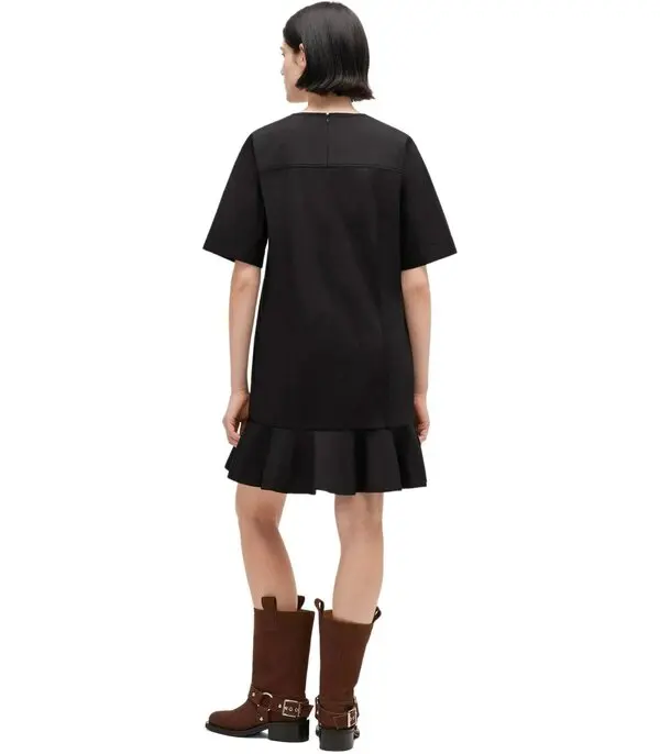 GANNI Short Sleeve Mini Dress With Ruffled Hem