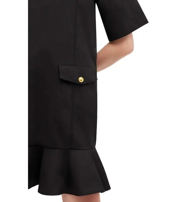 GANNI Short Sleeve Mini Dress With Ruffled Hem
