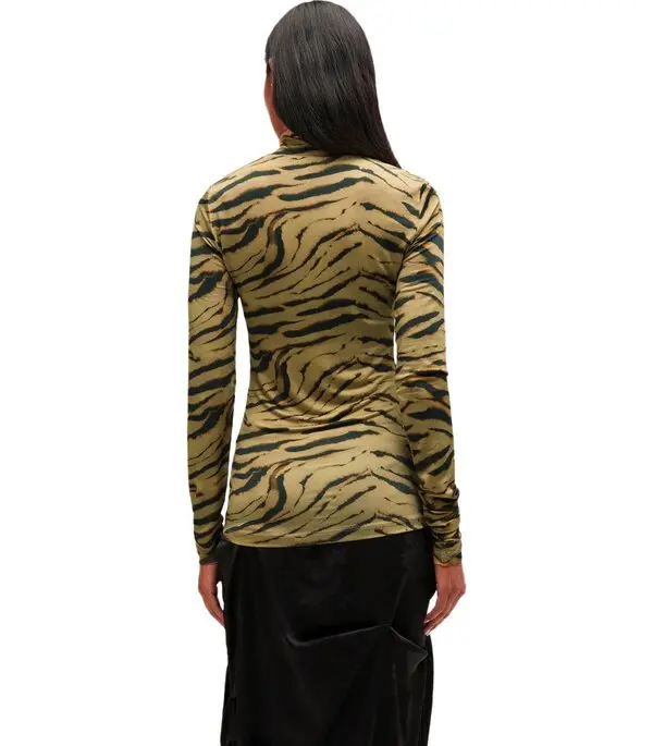 GANNI Zebra Print Turtleneck Top