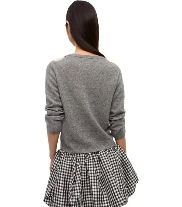 GANNI Diamond Pattern Cardigan - Grey
