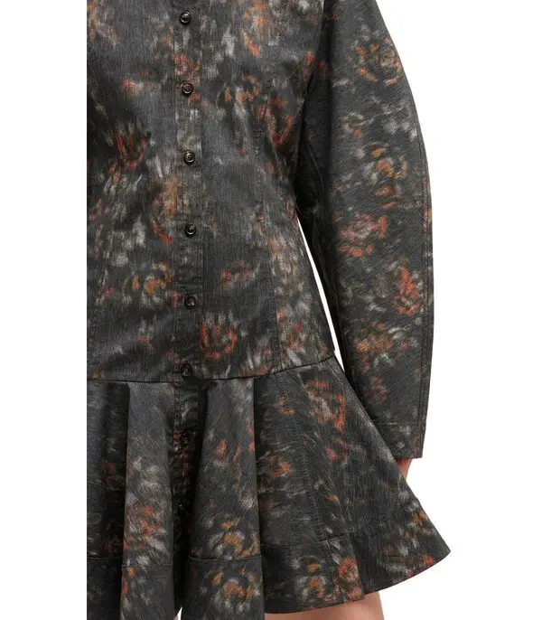 GANNI Phantom Floral Tiered Mini Dress