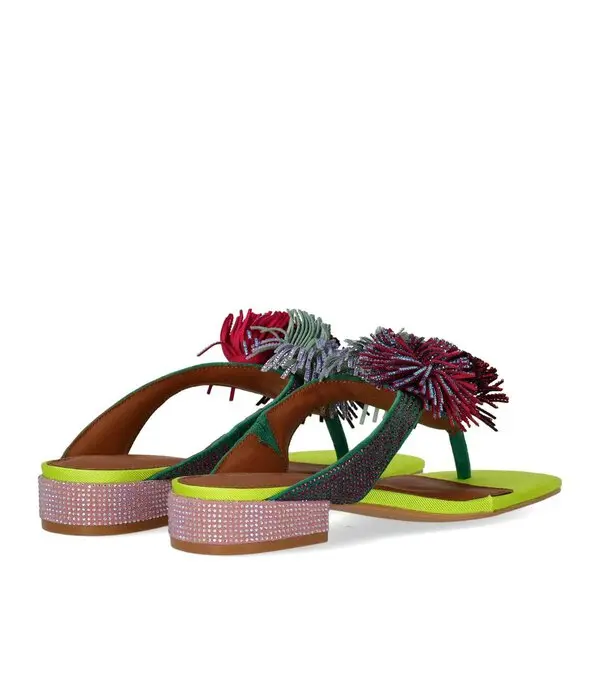 Kurt Geiger Embellished Pom Pom Thong Sandals