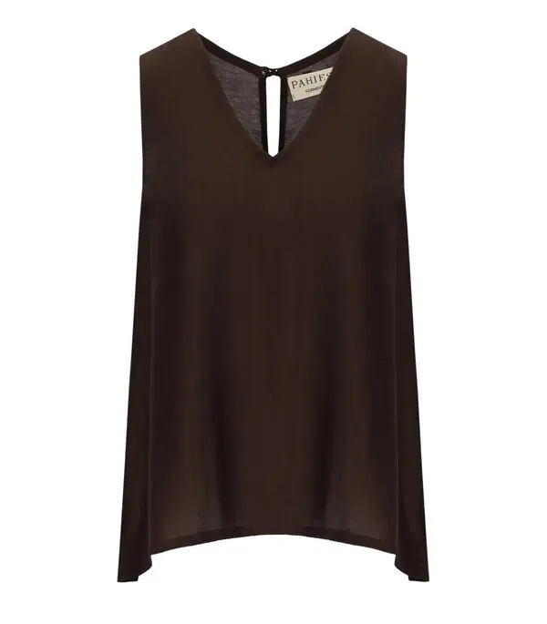 PAHIESA FORMENTERA V-neck Silk And Cotton Blend Top