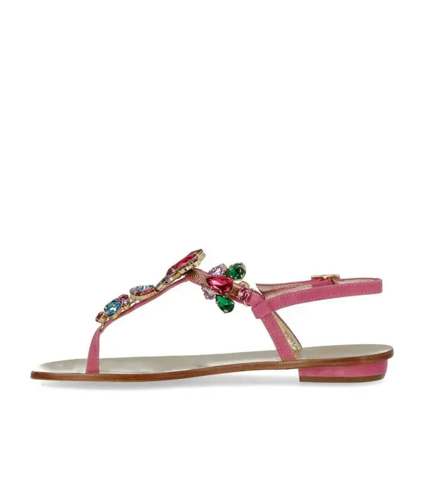 PAOLO FERRARA Embellished Suede Thong Sandals