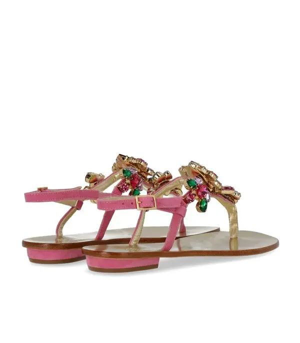 PAOLO FERRARA Embellished Suede Thong Sandals