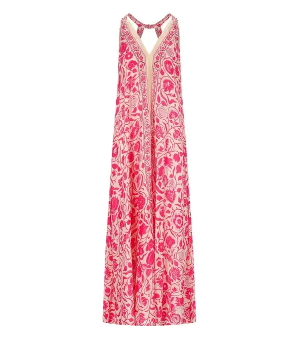 PAHIESA FORMENTERA Cotton Silk Printed Long Dress