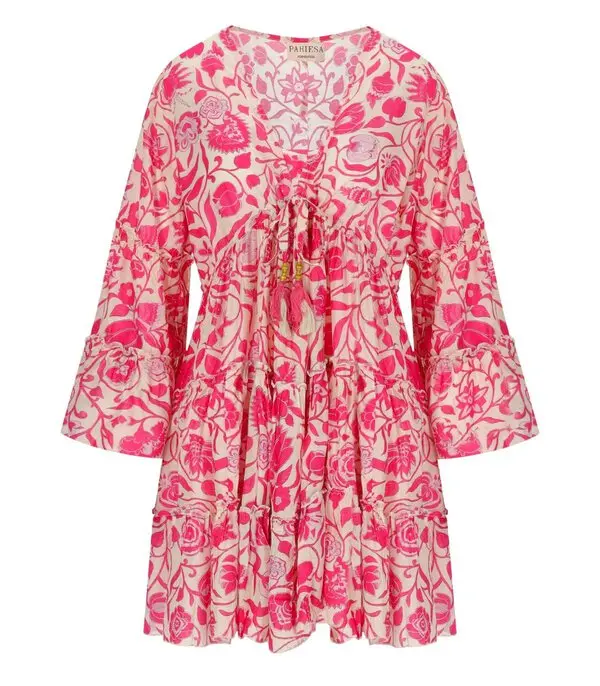 PAHIESA FORMENTERA Printed Silk Cotton Mini Dress