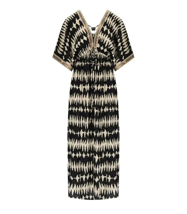 PAHIESA FORMENTERA Bicolor Long Dress - Black