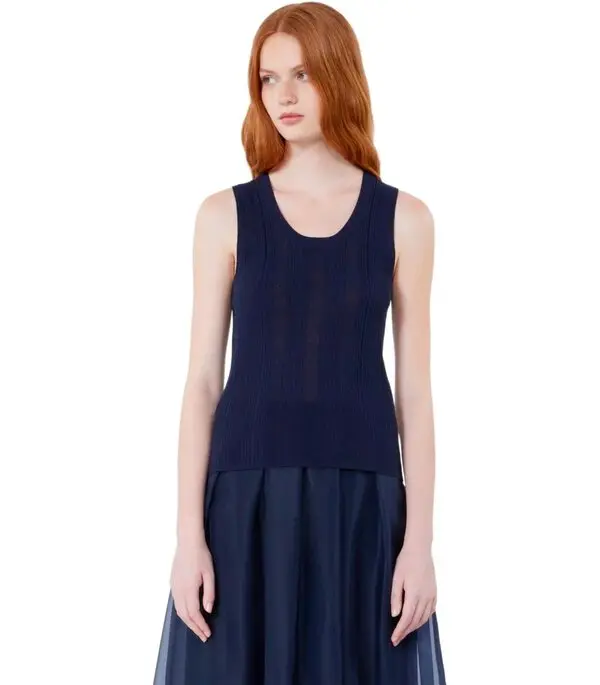 Max Mara Ribbed Viscose Blend Top