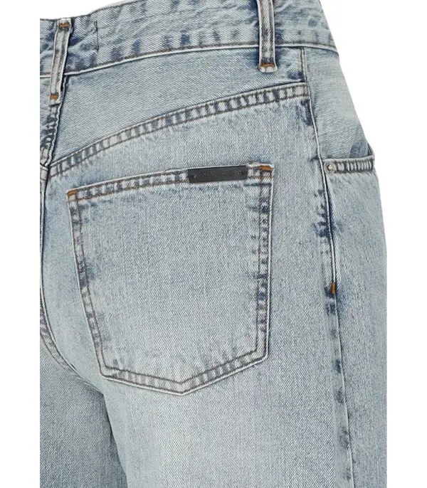 K.K. Light Wash Wide Leg Denim Bermuda Shorts