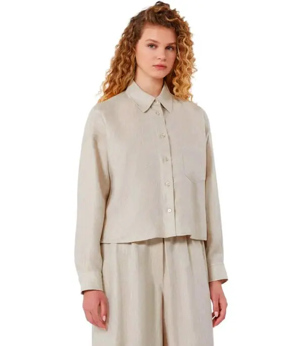 Max Mara Ecru Linen Shirt Jacket