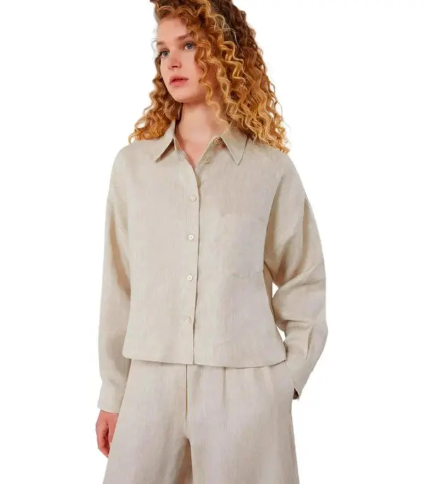 Max Mara Ecru Linen Shirt Jacket