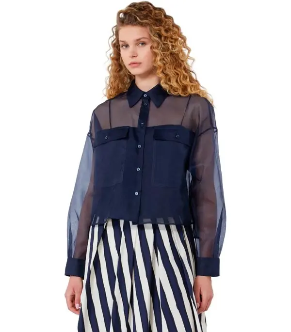 Max Mara Silk Shirt With Patch Pockets