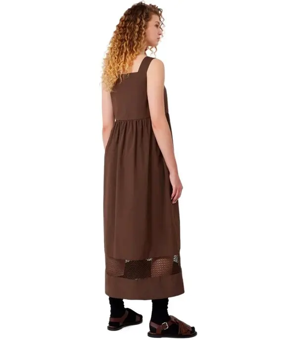 Max Mara Cotton Poplin Dress With Macramé Hem