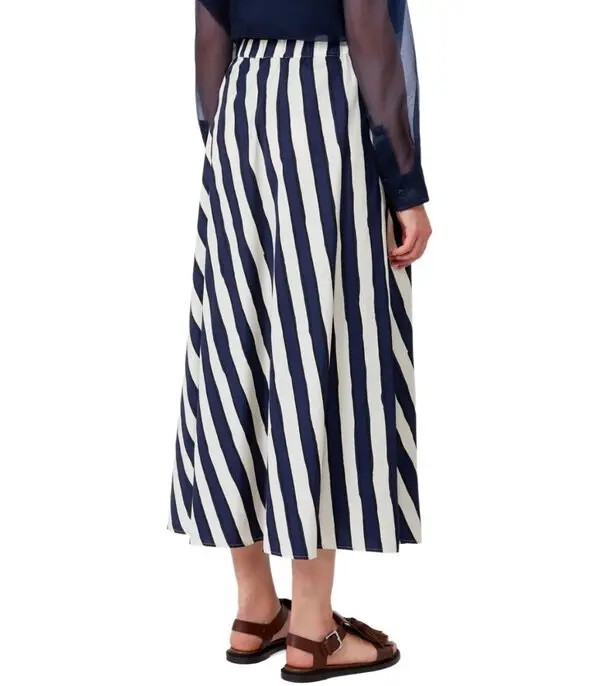 Max Mara Striped Cotton Poplin Skirt - Blue