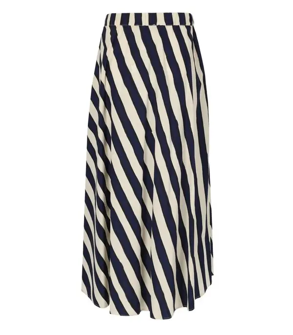 Max Mara Striped Cotton Poplin Skirt - Blue