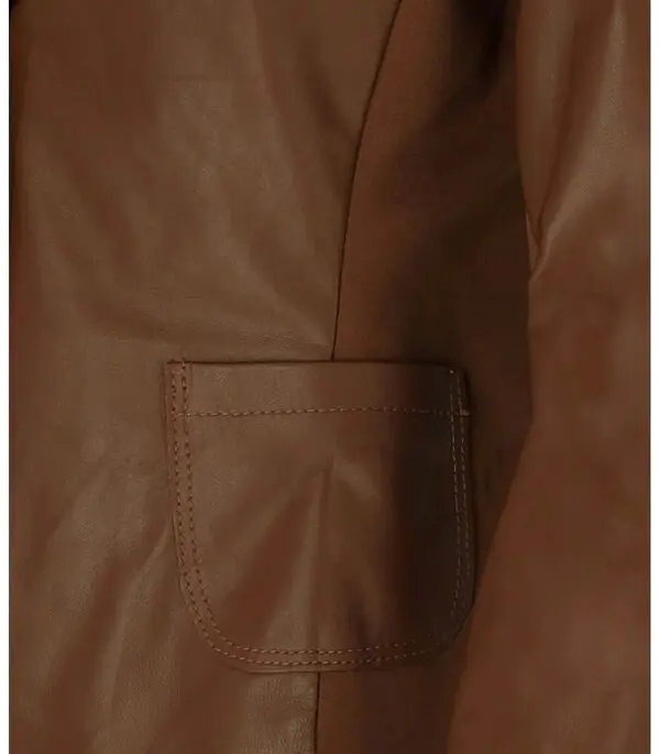 MYSKIN Single-breasted Genuine Leather Blazer