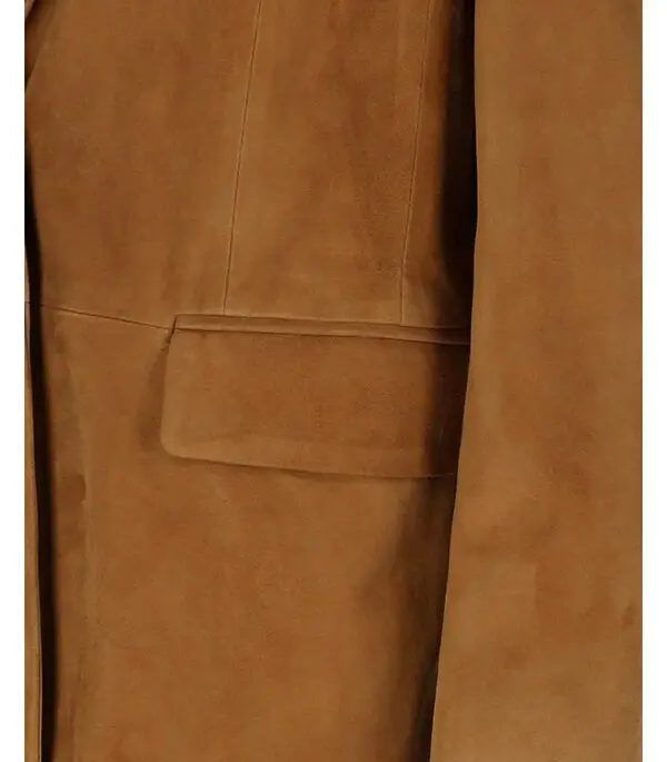 MYSKIN Camel Suede Single-breasted Blazer