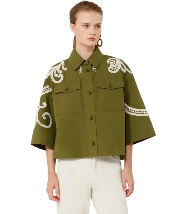 Max Mara Cotton Shirt Jacket With Contrasting Embroidery