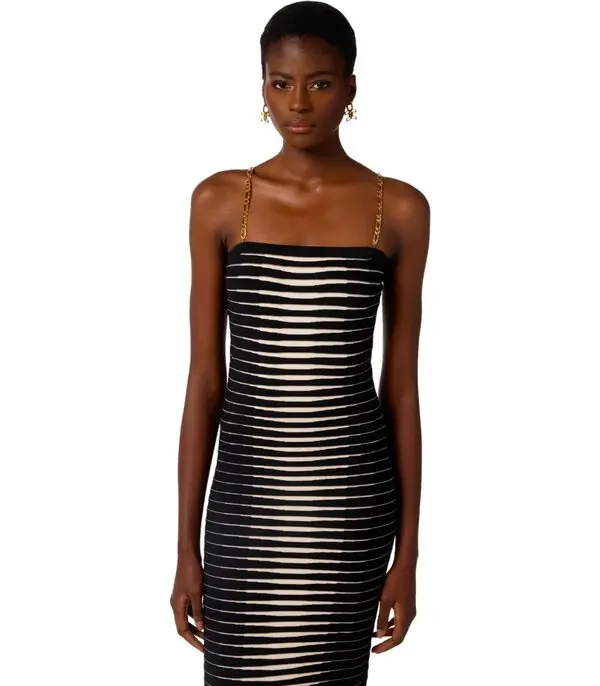 Elisabetta Franchi Zebra Jacquard Sheath Midi Dress