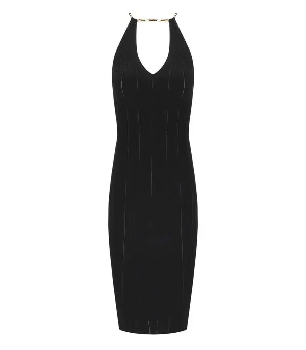 Elisabetta Franchi Knitted Midi Dress With Openwork Detail