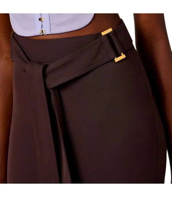Elisabetta Franchi Midi Skirt With Sash And Gold Hardware