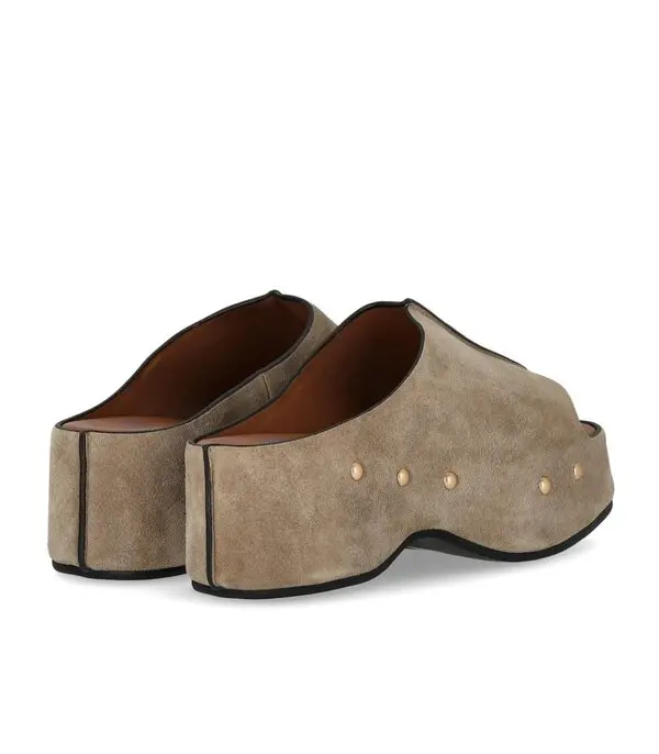 MISS OLIVIA Carola Suede Mule With Studded Wedge