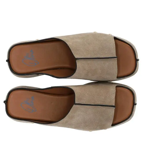 MISS OLIVIA Carola Suede Mule With Studded Wedge