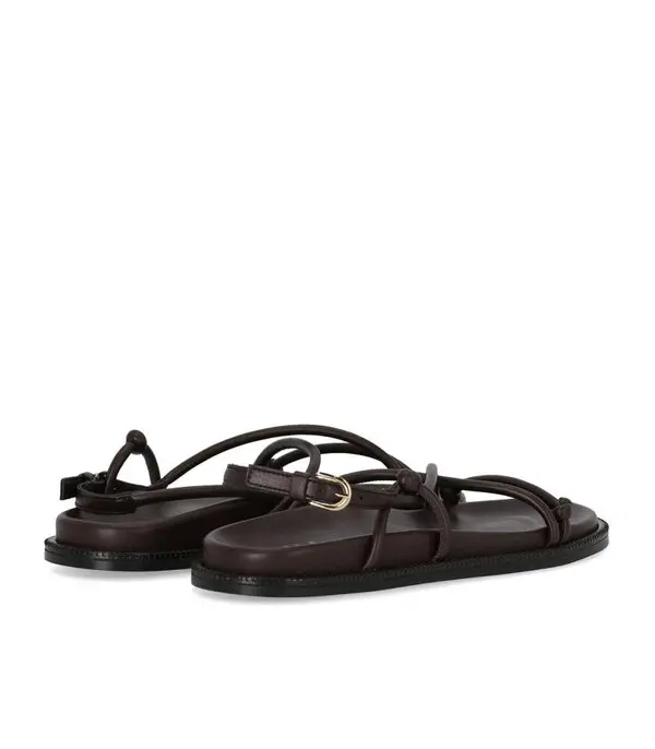 Max Mara Dark Leather Flat Sandal