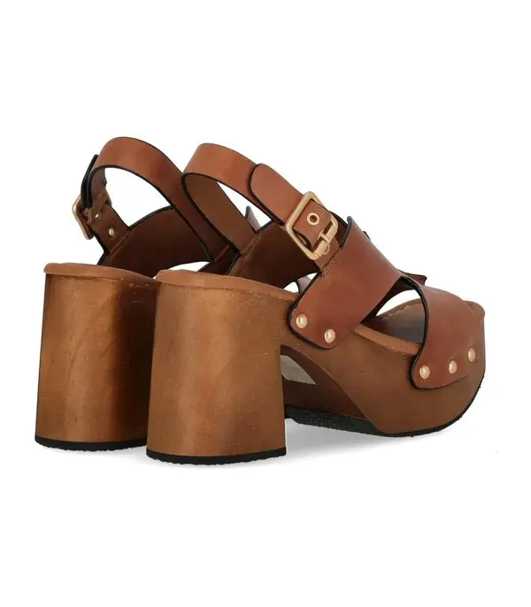 MISS OLIVIA Eva Studded Leather Wedge Sandals