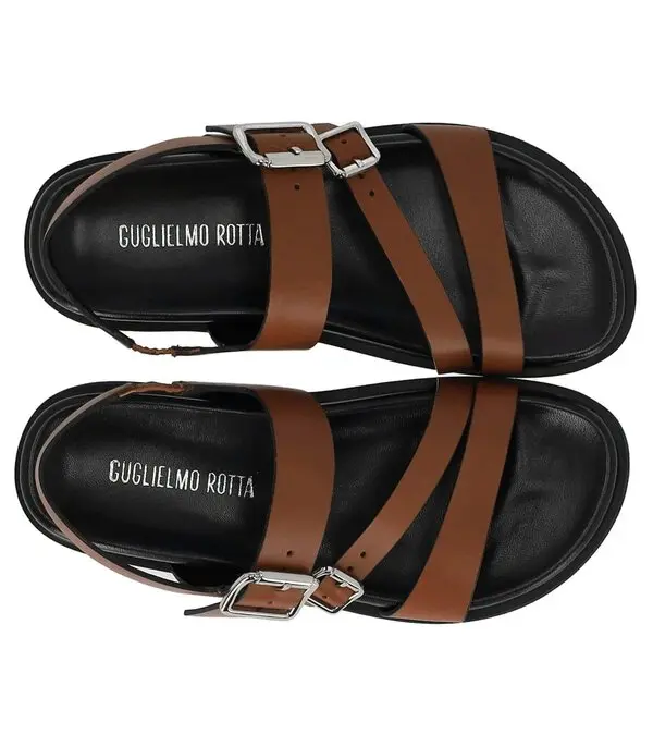 GUGLIELMO ROTTA Flat Leather Sandals With Buckle Detail