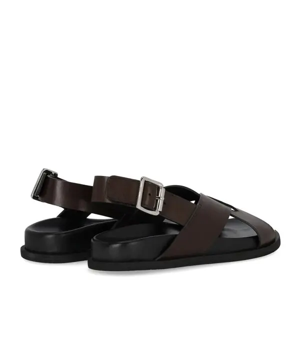 GUGLIELMO ROTTA Chocolate Leather Flat Sandal