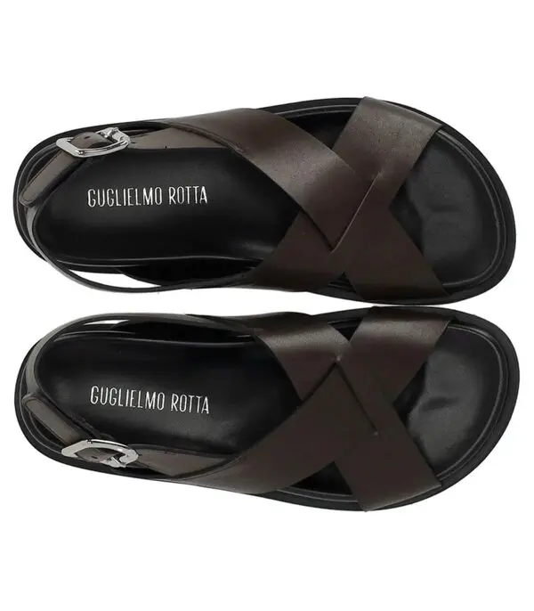 GUGLIELMO ROTTA Chocolate Leather Flat Sandal