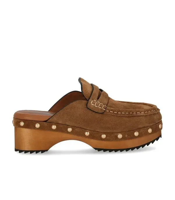MISS OLIVIA Noemi Suede Clogs With Stud Detailing